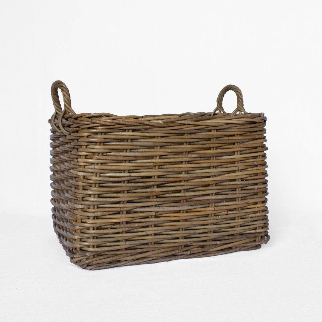 Rattan Rectangle Storage Basket with Handles | Basketly