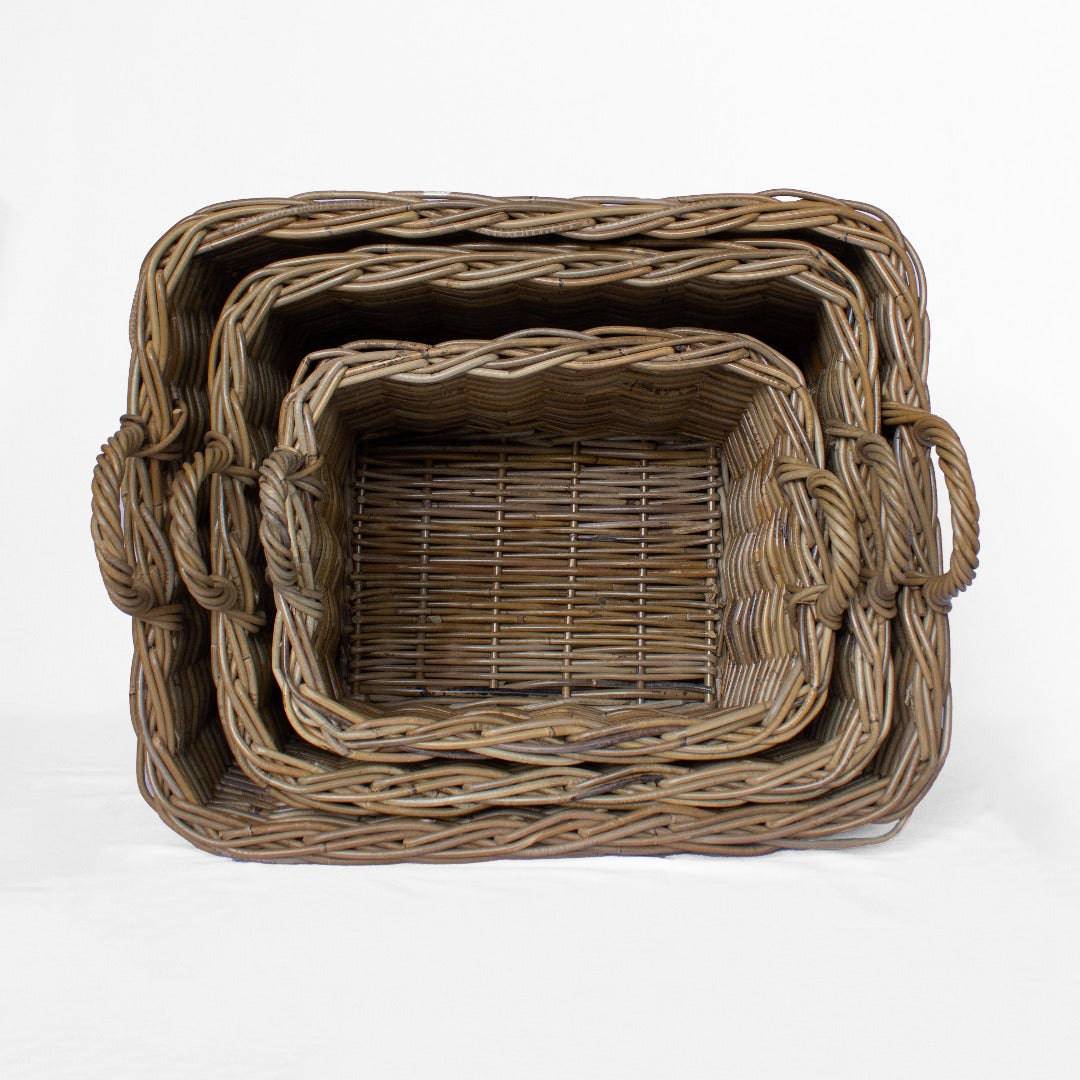 Rattan Rectangle Storage Basket with Handles | Basketly